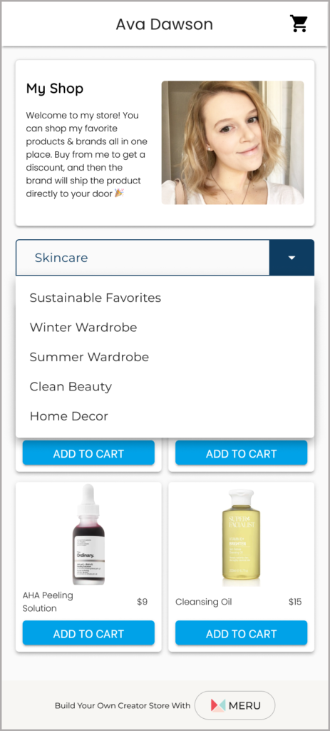 Meru Mobile Storefront – Lesley McGrath Portfolio
